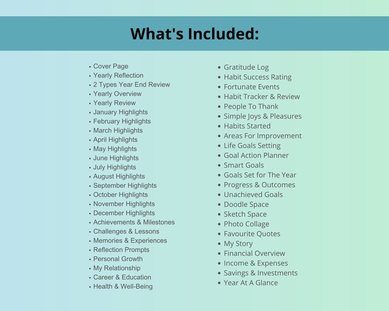 Annual Goal Achievement Planner | Simple Version | Instant Download ...