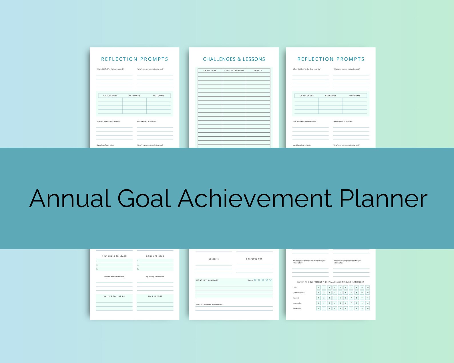 Annual Goal Achievement Planner | Simple Version | Instant Download ...