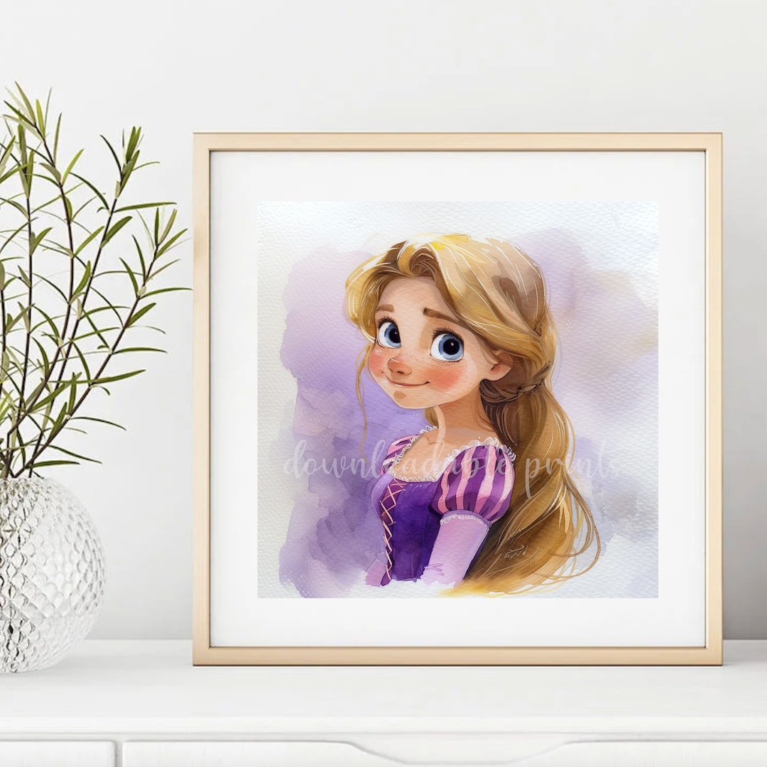 Princess Rapunzel, Watercolor Printable Print, Rapunzel Poster, Nursery ...