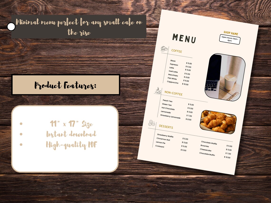Cafe Menu Template, Minimalist Cafe Menu Template, Coffee Menu Price ...