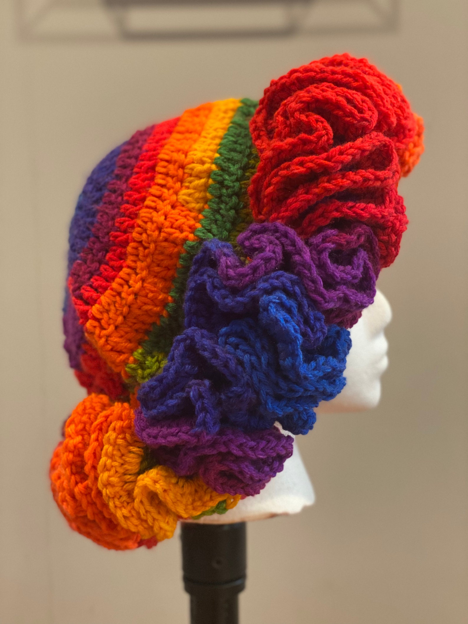 Crochet Rainbow Ruffle Hat - Etsy