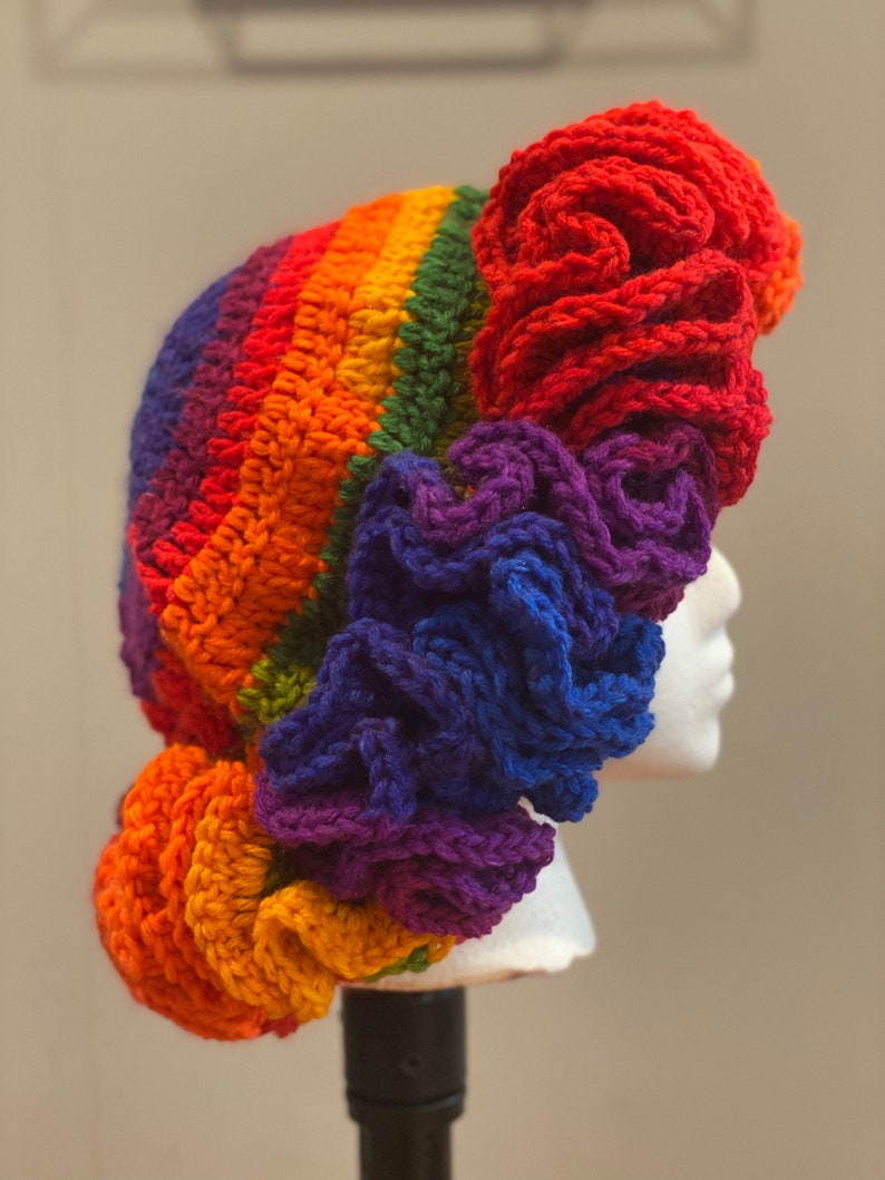 Crochet Rainbow Ruffle Hat - Etsy