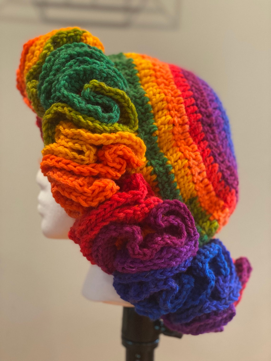 Crochet Rainbow Ruffle Hat - Etsy