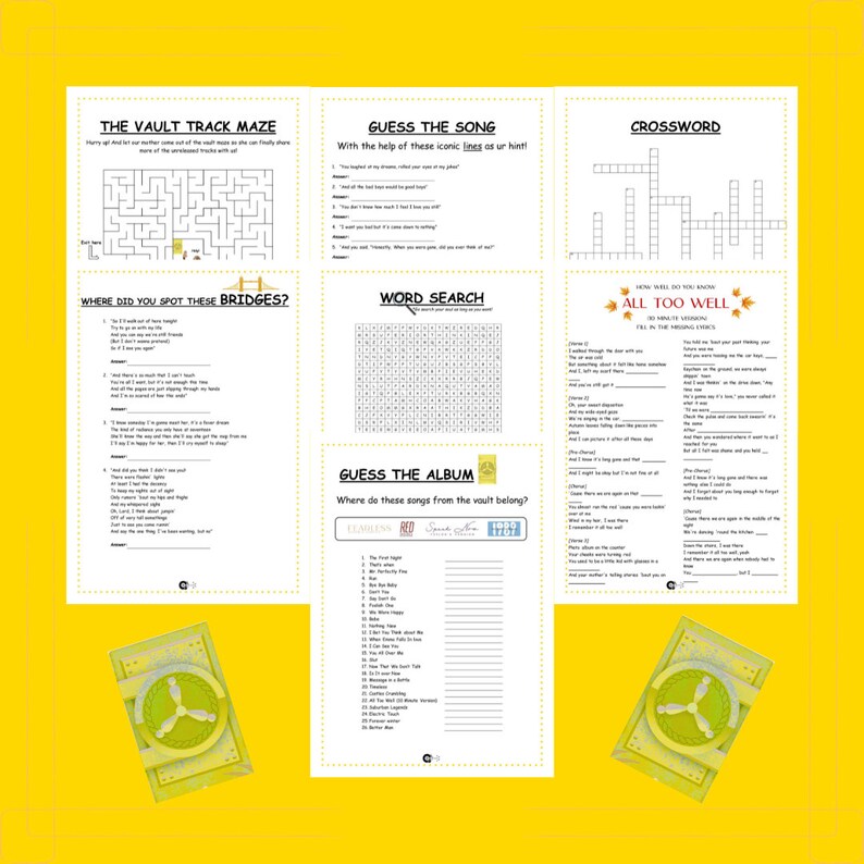 Taylor Swift Vault Track Game Bundle Swiftie Party Games, T Swift Party, Teen Party Games ...