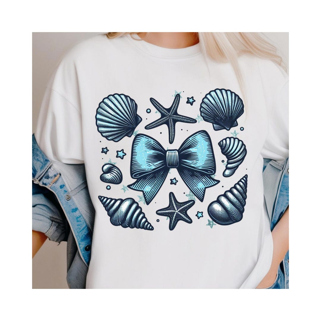 Coquette Seashell PNG, Blue Coquette Png, Retro Summer Png, Summer ...