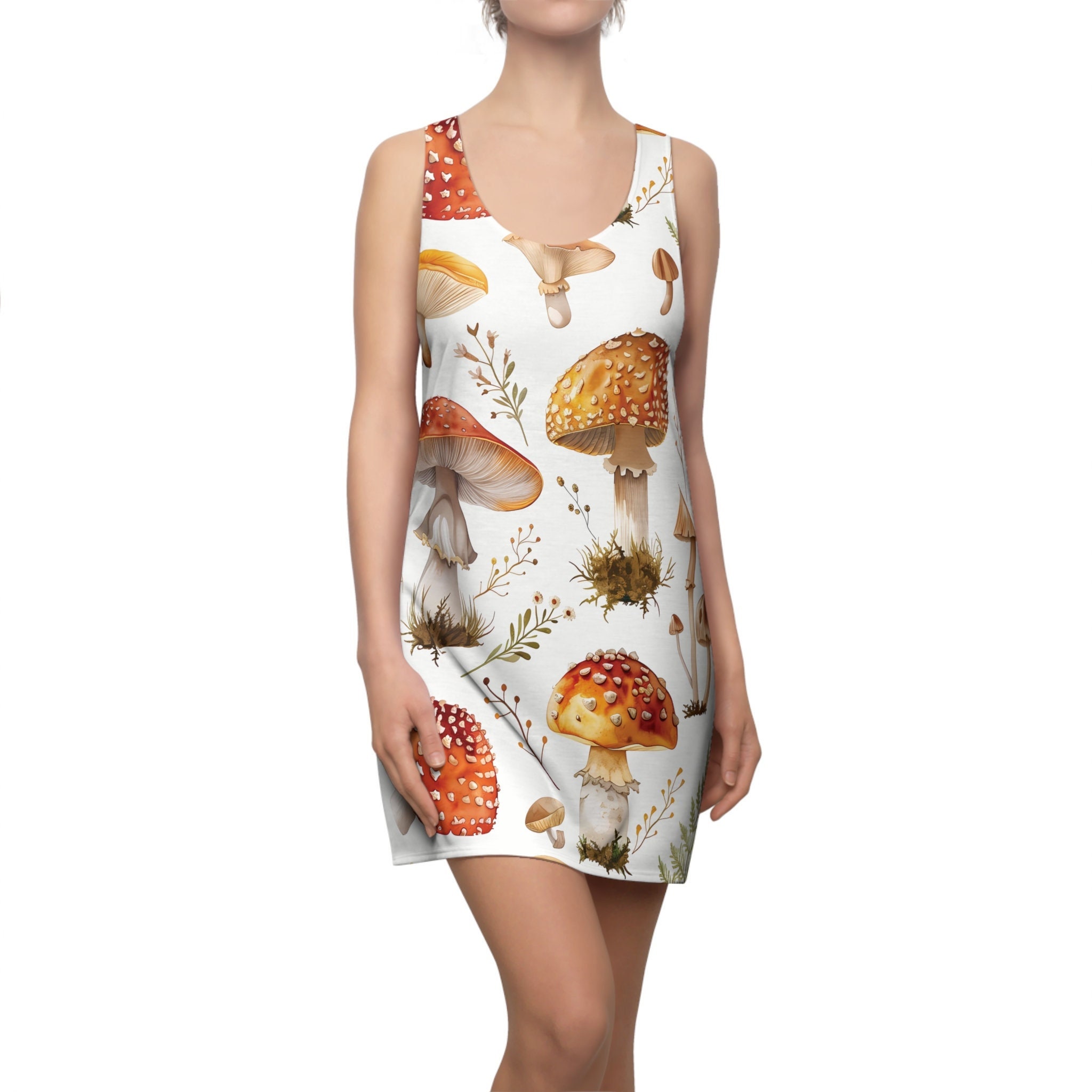 Botanical Tank Dress, Forest Mushroom Tank Dress, Outdoor Lover Dress ...