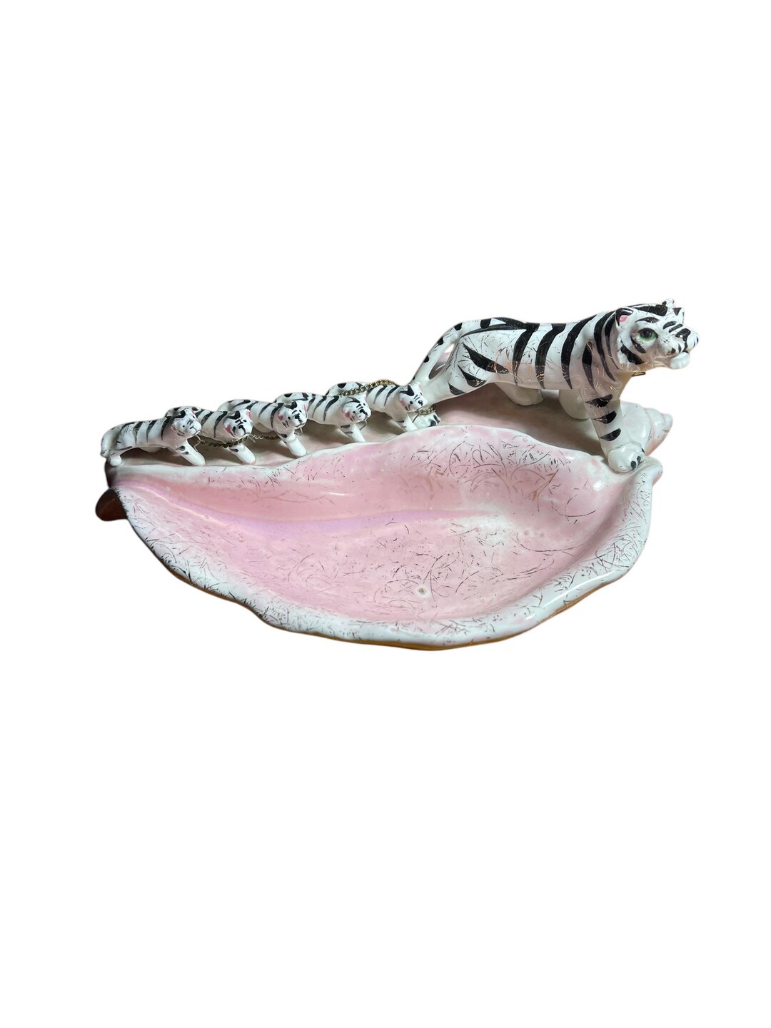 RARE Vintage White Tiger Family With Aqua Ashtray, 1950s - Etsy