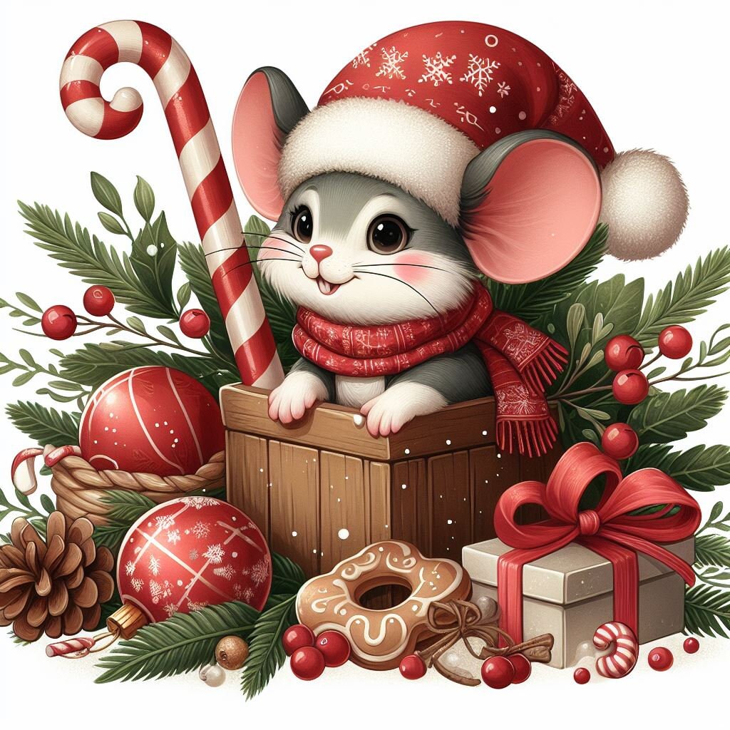 Festive Mouse Clipart Set: 16 High-quality Jpgs Images for a Merry ...