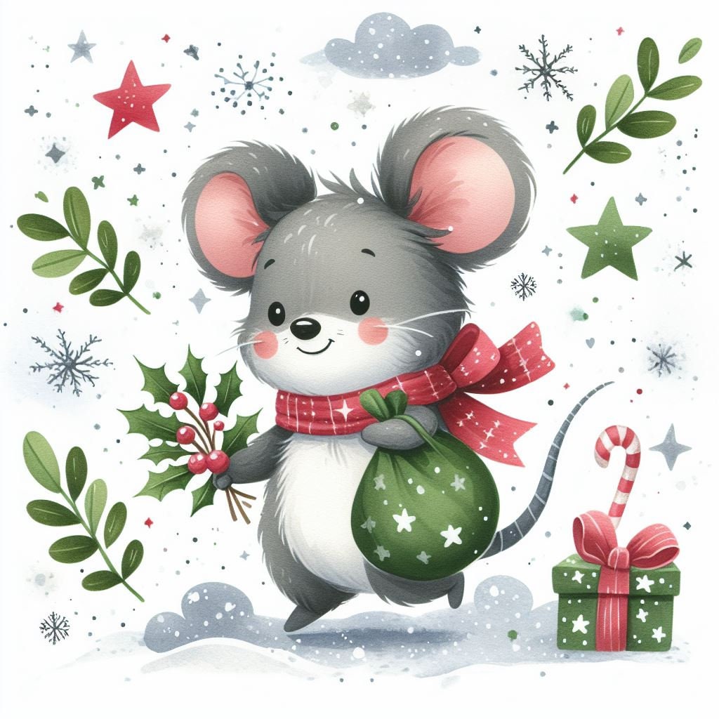 Festive Mouse Clipart Set: 16 High-quality Jpgs Images for a Merry ...