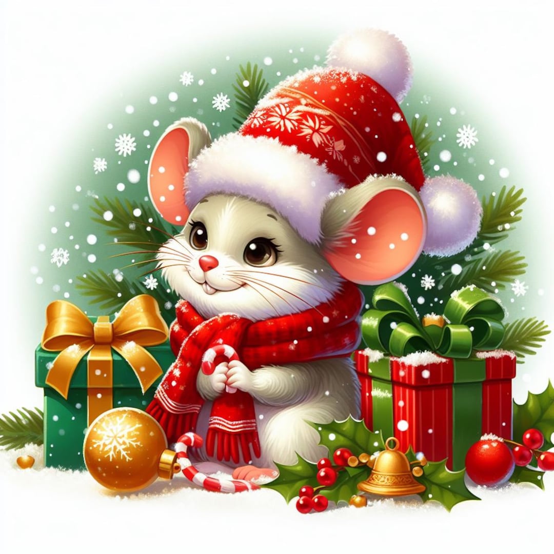 Festive Mouse Clipart Set: 16 High-quality Jpgs Images for a Merry ...