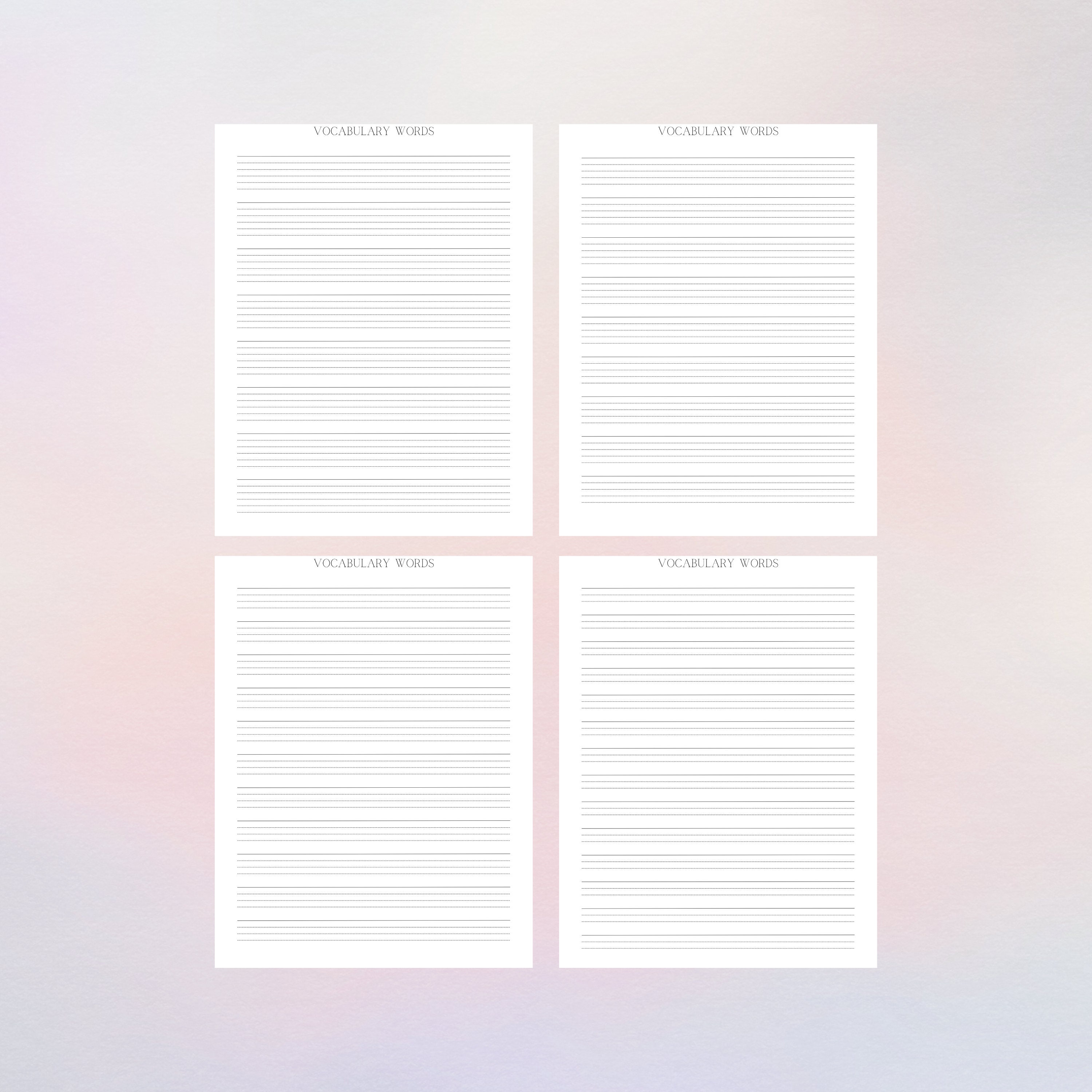 Blank Vocabulary Sheet - Etsy