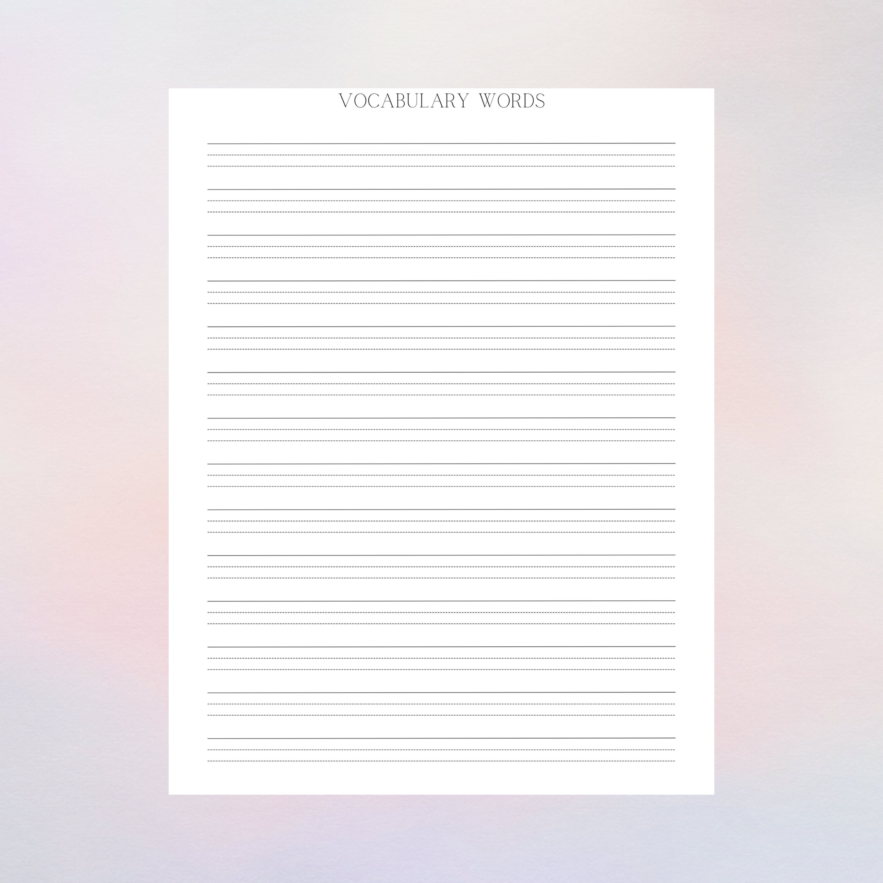 Blank Vocabulary Sheet - Etsy