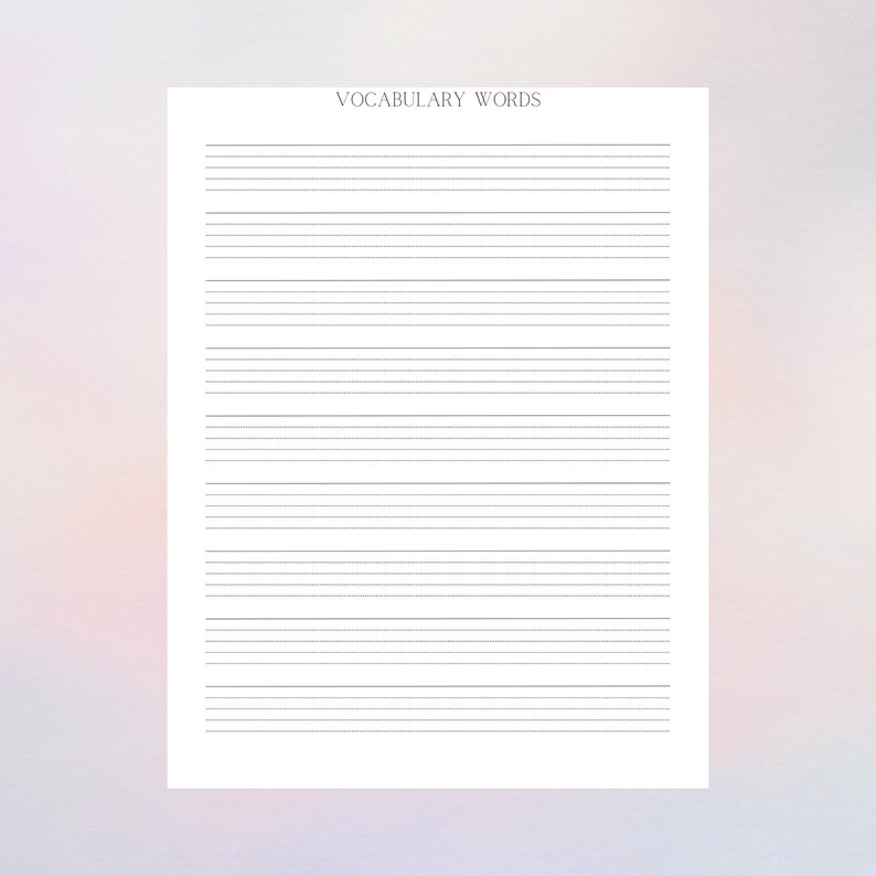 Blank Vocabulary Sheet - Etsy