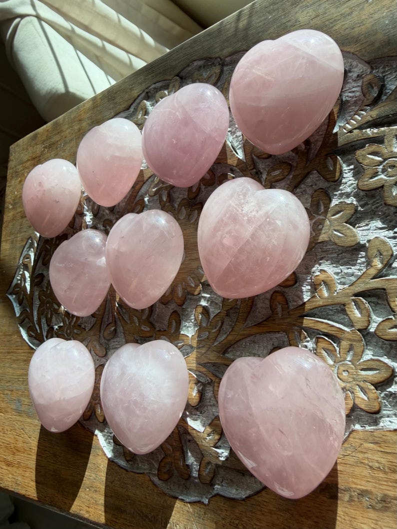 Hand Carved Rose Quartz Heart, Self Love Healing Crystal, Valentine ...