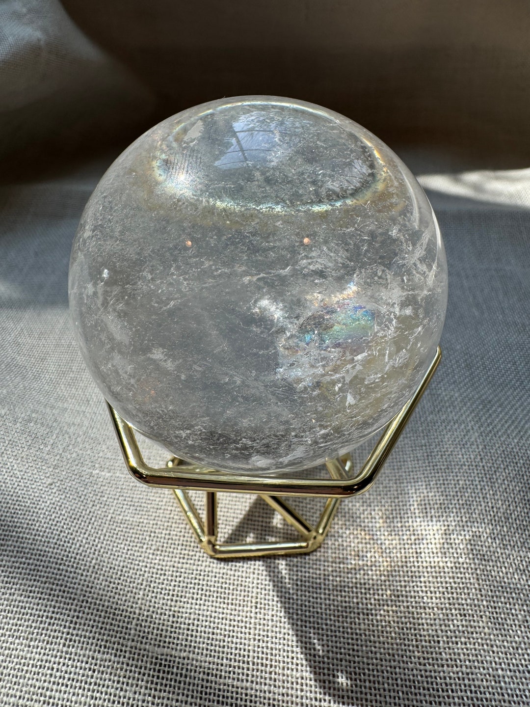 Clear Quartz Sphere With Free Gold Stand | Clear Quartz | Energy ...