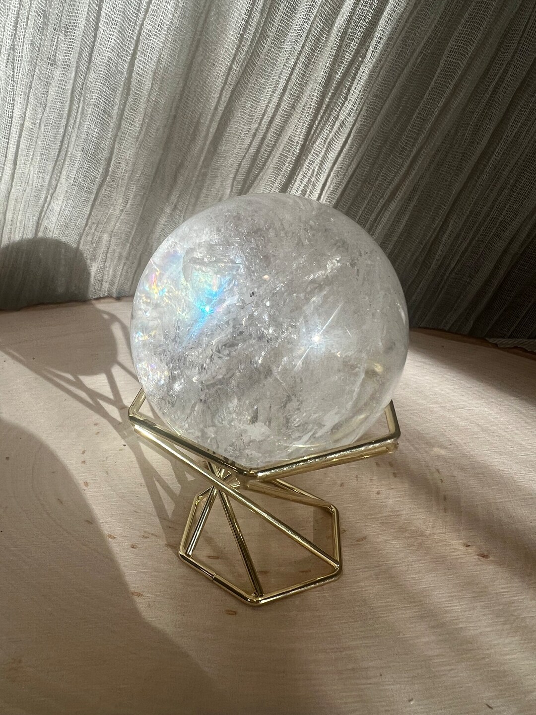 Clear Quartz Sphere With Stand Clear Quartz Sphere With Rainbow Clear ...
