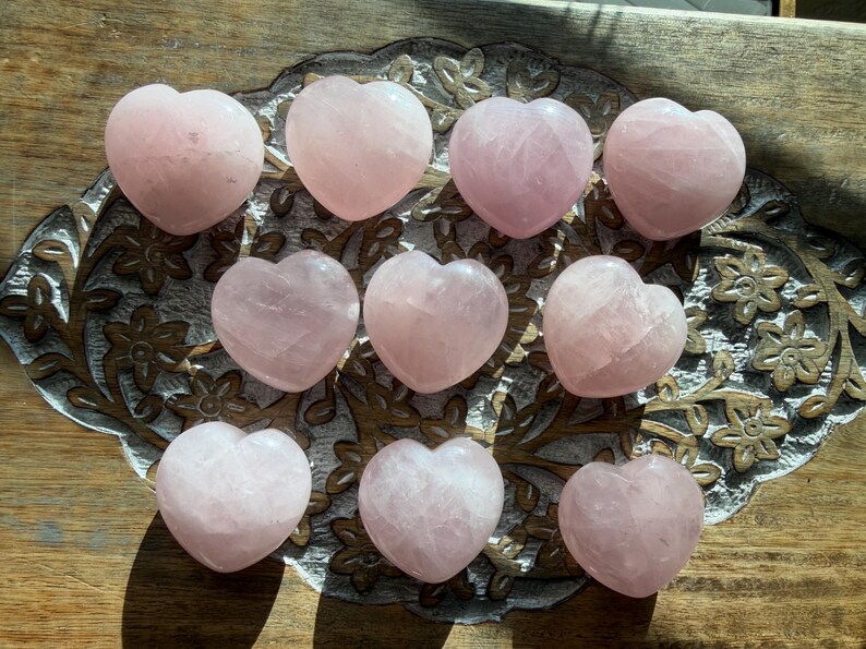Hand Carved Rose Quartz Heart, Self Love Healing Crystal, Valentine ...