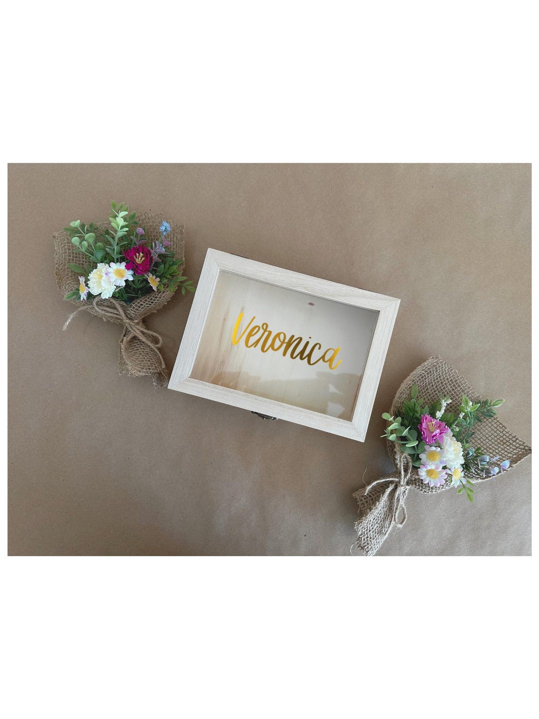 Custom Wooden Keepsake Box With Name in Elegant Gold Lettering ...