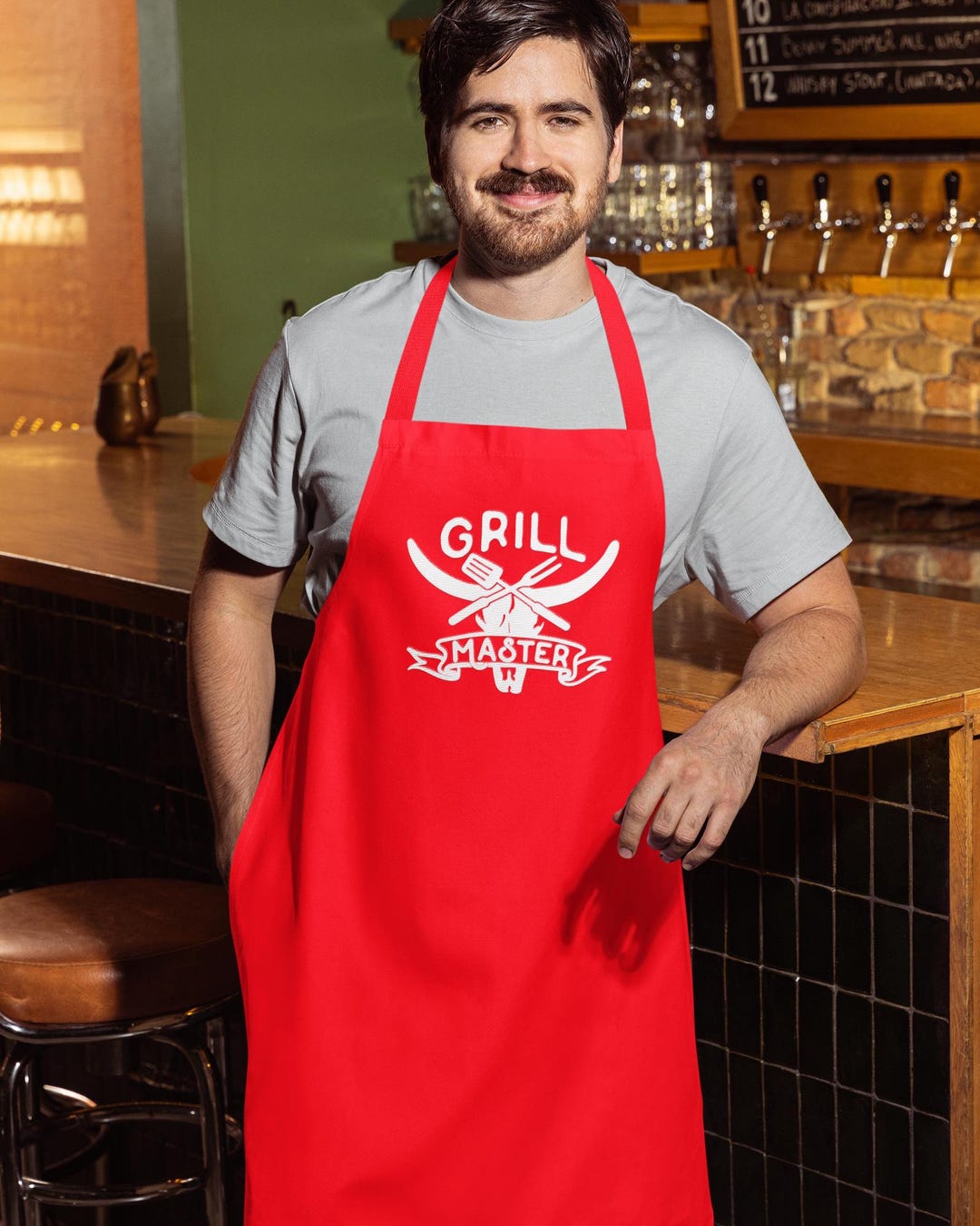 Grill Master Cowboy Apron BBQ Present for Dad Husband Valentines for ...