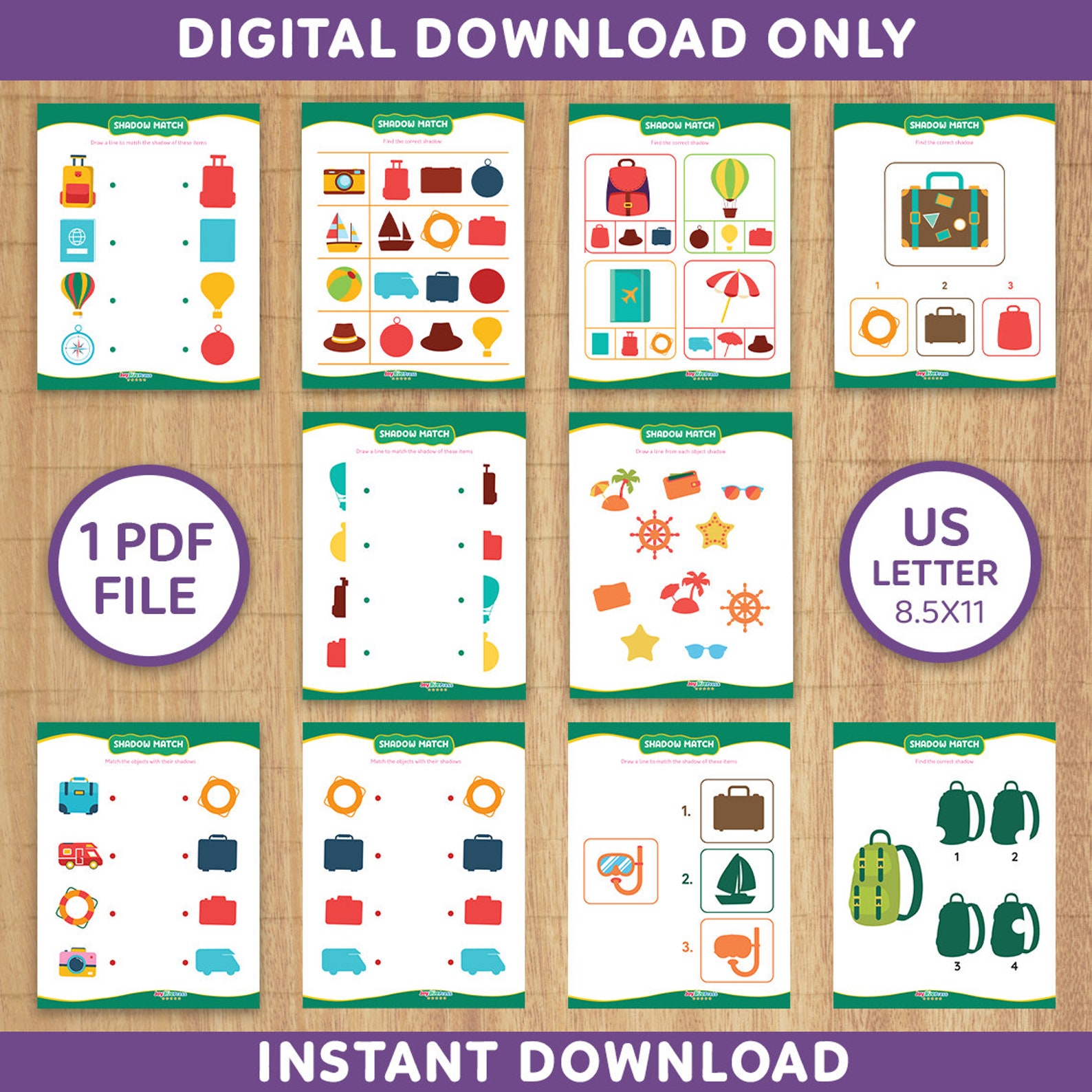 Printable Shadow Matching Worksheets, Shadow Matching Kids, Toddlers ...