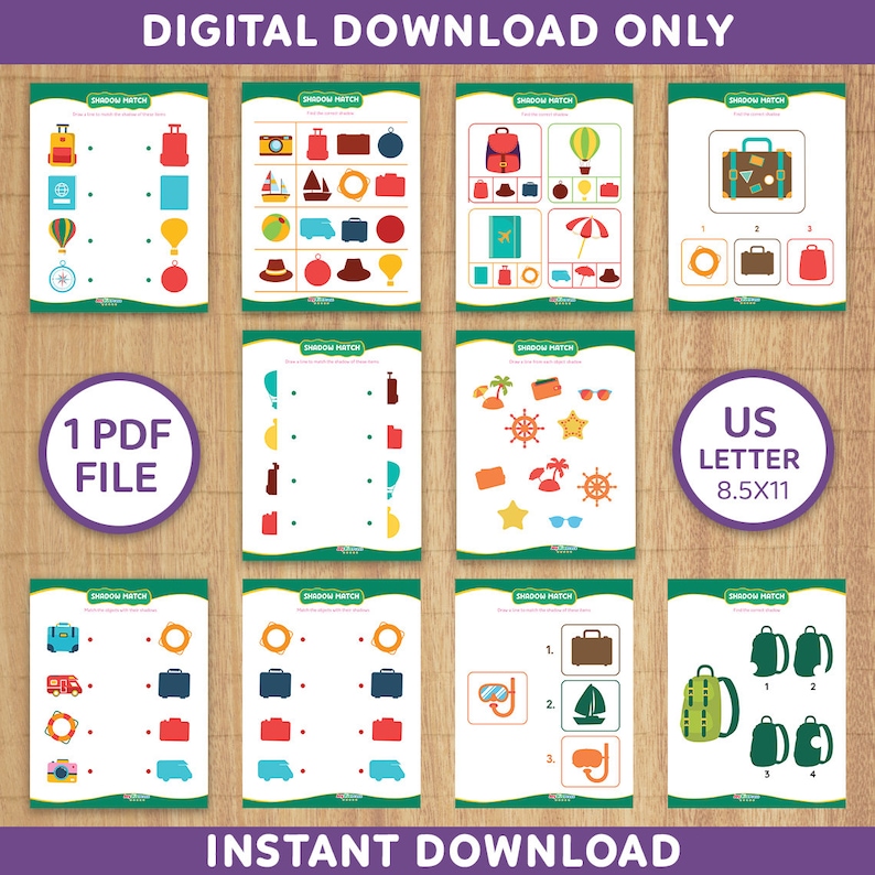 Printable Shadow Matching Worksheets, Shadow Matching Kids, Toddlers ...