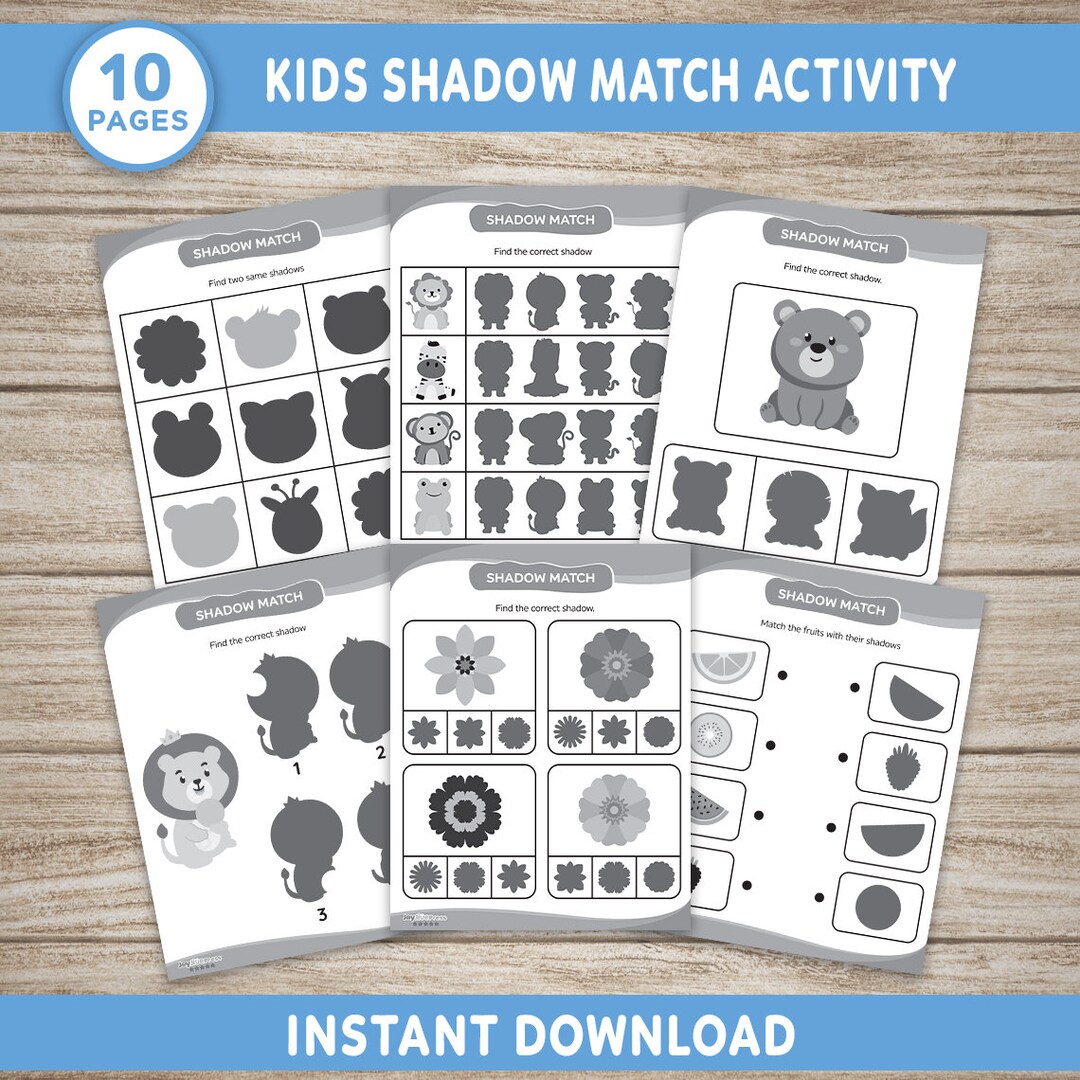 Printable Shadow Matching Worksheets, Shadow Matching Kids, Kids Shadow ...