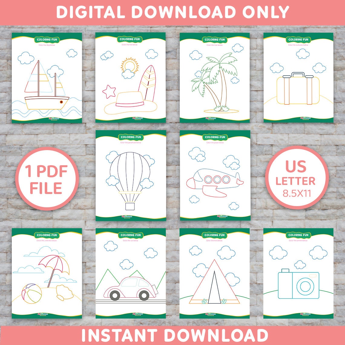 Printable Coloring Pages for Kids, Travel Coloring Pages, Coloring ...