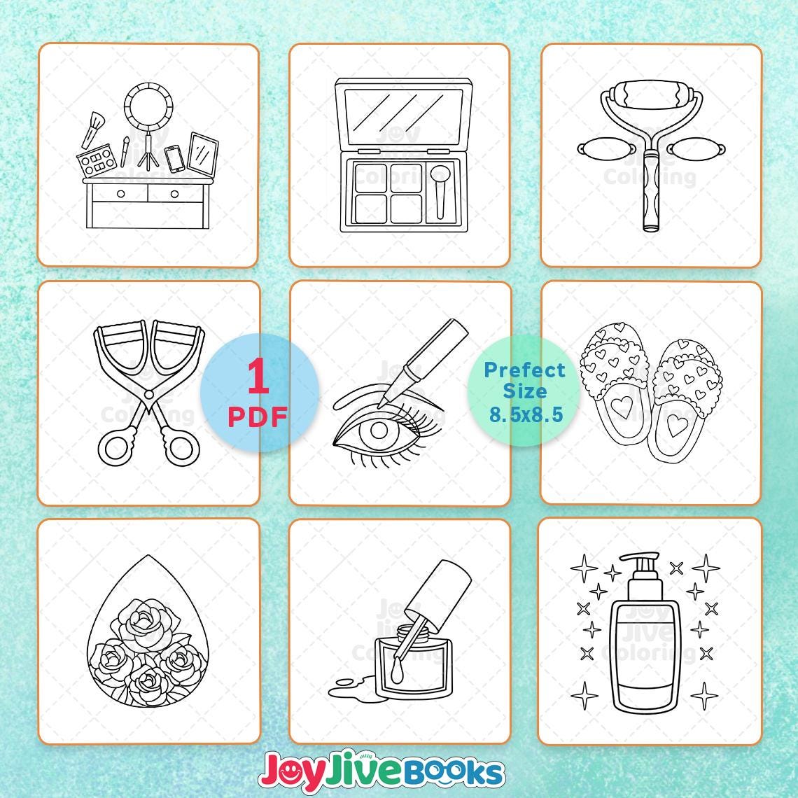 Glow Cosmetics Coloring Pages | Makeup Line Art (instant Download PDF ...
