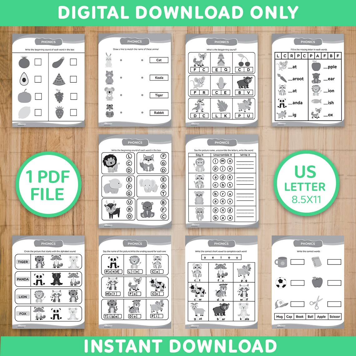 Phonics Games Activity Worksheet, Printable Worksheet, Phonics ...