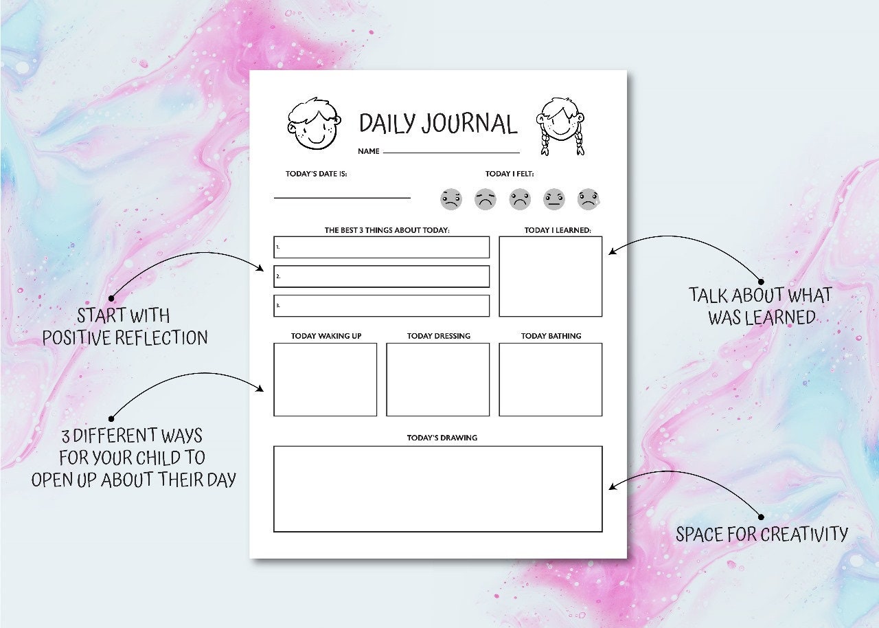 Kids Daily Journal Printable Journal for Kids Diary for Children Kids ...