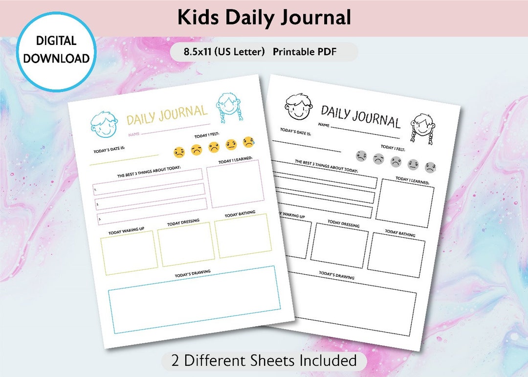 Kids Daily Journal Printable Journal for Kids Diary for Children Kids ...