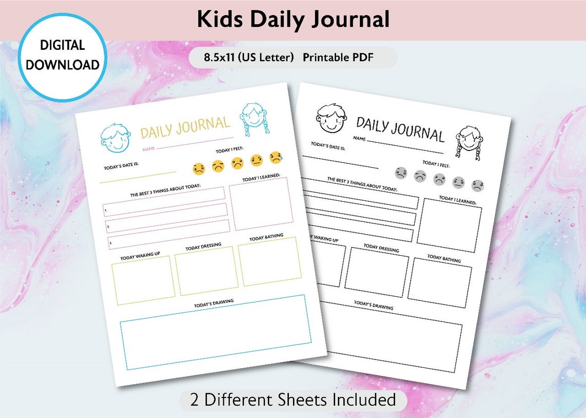 Kids Daily Journal Printable Journal for Kids Diary for Children Kids ...