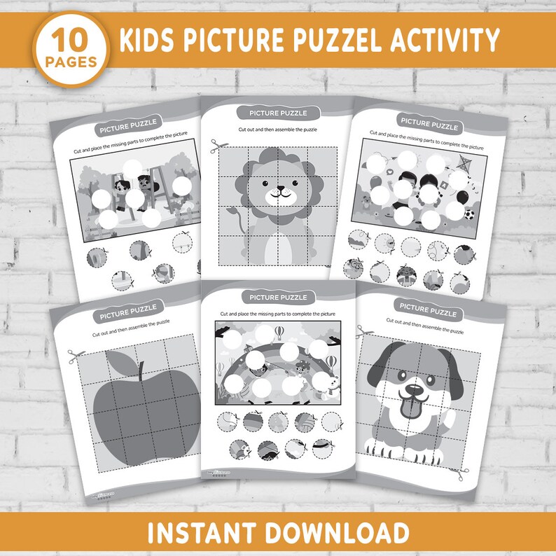 Kids Pictures Puzzle Printable Worksheet, Scissors Skills, Pictures ...