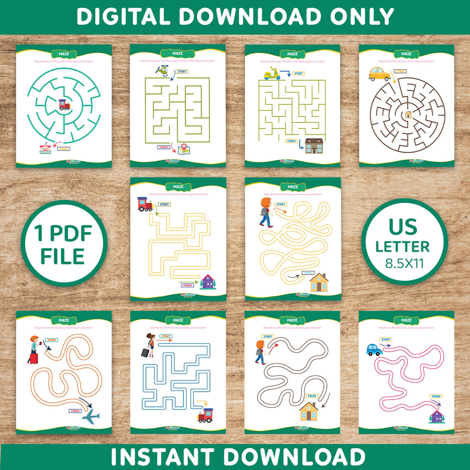 Printable Maze Challenge Pages, Maze Worksheet, Busy Printable Pages ...