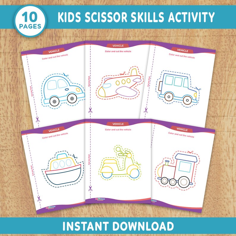 Vehicle Scissor Skills Activity Worksheet, Transportation Cutting ...