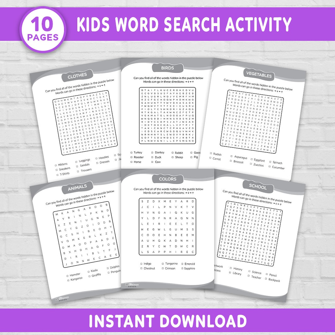 Word Search for Kids Printable, Printable Word Search, Word Search ...