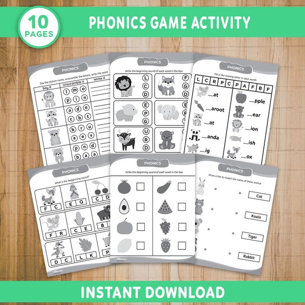 Phonics Games Activity Worksheet, Printable Worksheet, Phonics ...
