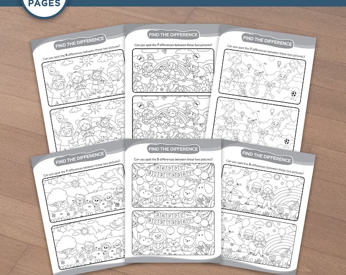 Train Spot the Difference Printable Pages, Find the Difference Instant ...