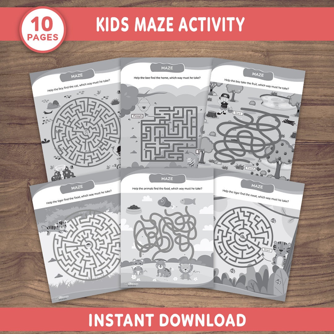Printable Maze Challenge Activities, Printable Worksheet, Road Trip ...