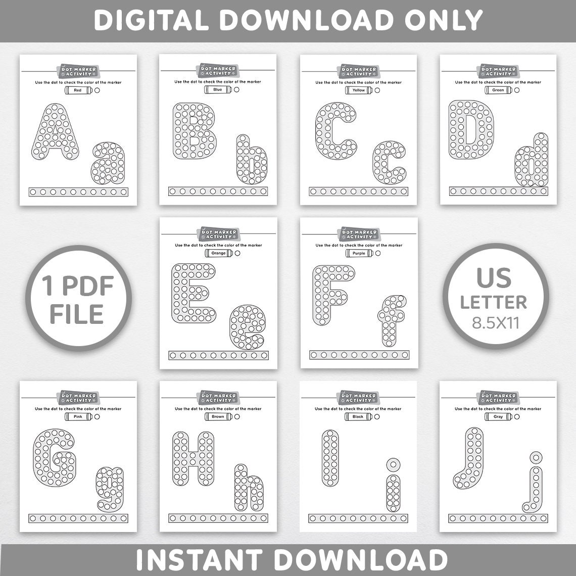 Alphabet Dot Marker Worksheets, Dot Marker Activities, Dot Printable ...