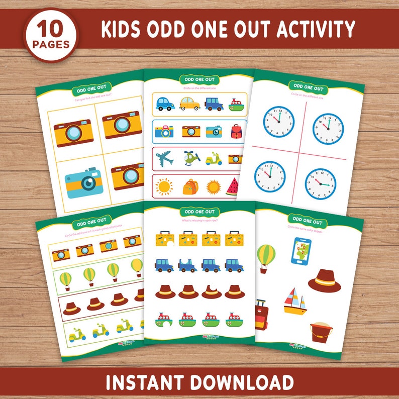 Printable Odd One Out Activity Worksheet, Kids Spotting Differences ...
