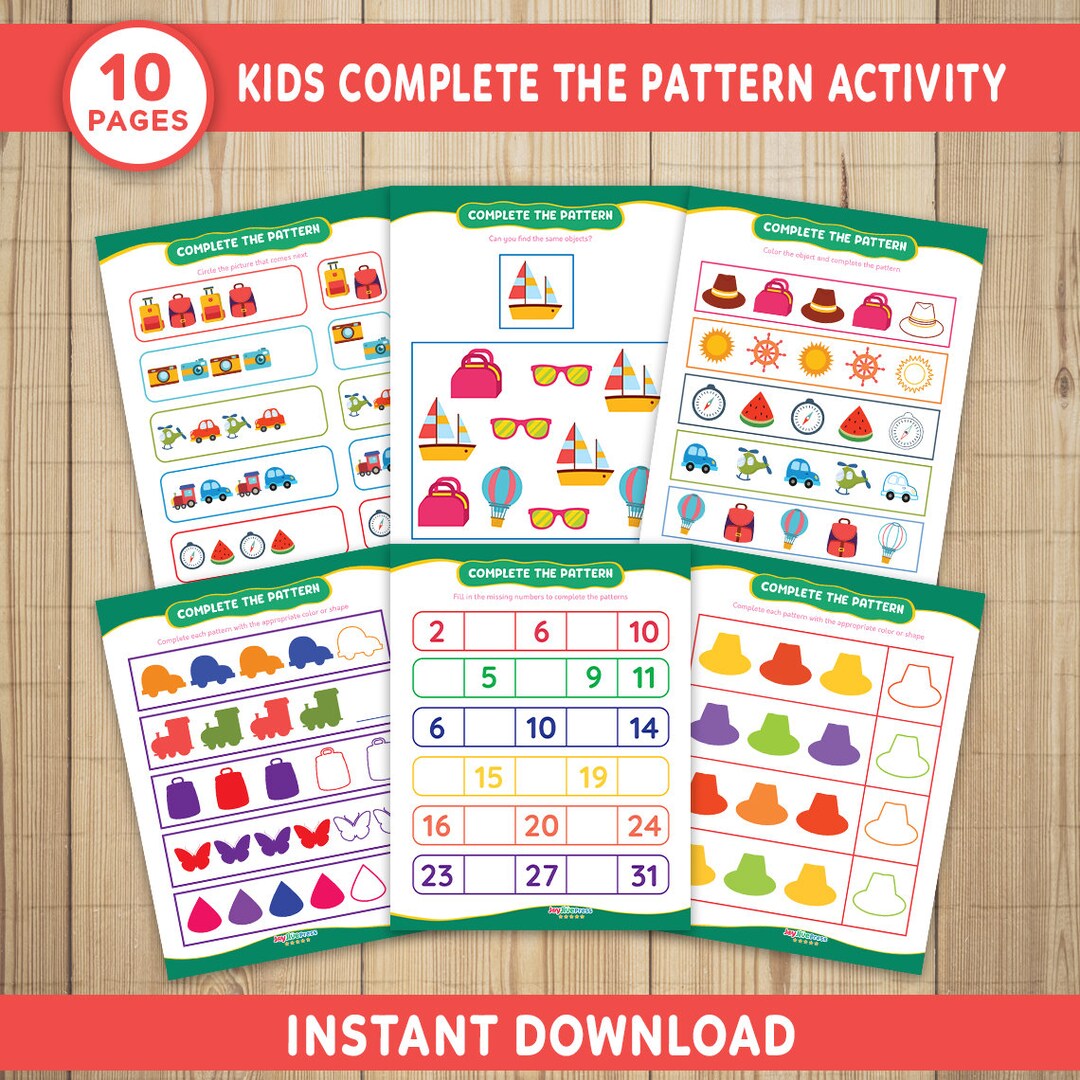 Printable Complete the Pattern Worksheets, Pattern Activity, Printable ...