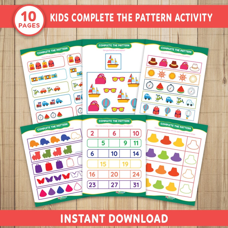 Printable Complete the Pattern Worksheets, Pattern Activity, Printable ...