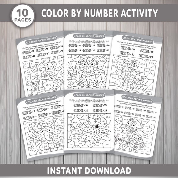 Color by Number Printable Activity for Kids, Color by Number Math ...
