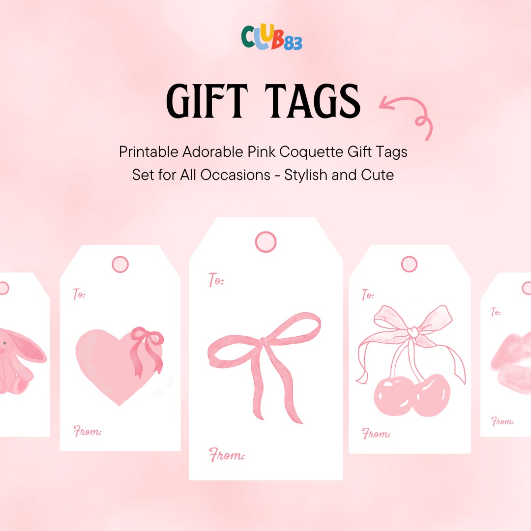Printable Adorable Pink Coquette Gift Tags Set for All Occasions ...