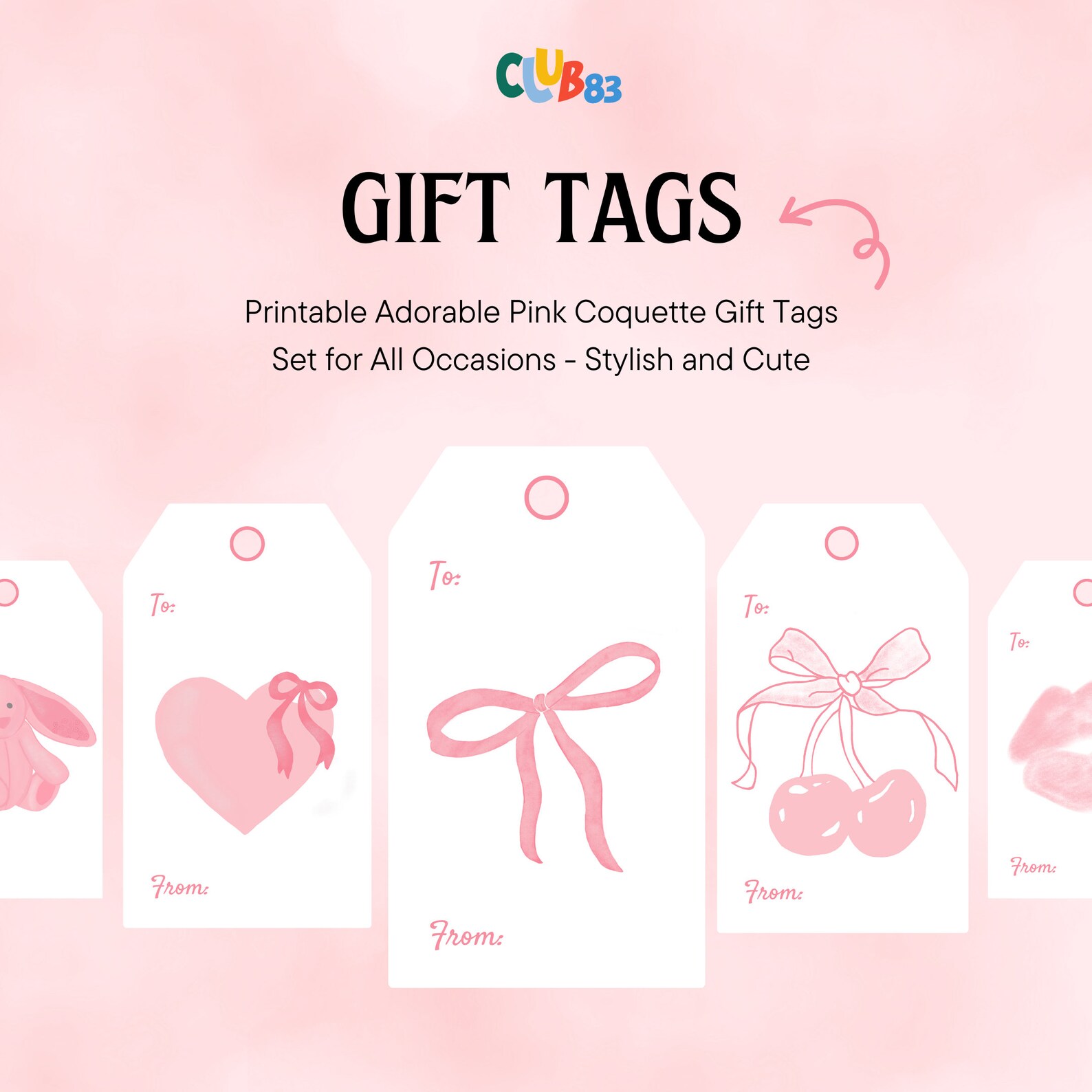 Printable Adorable Pink Coquette Gift Tags Set for All Occasions ...