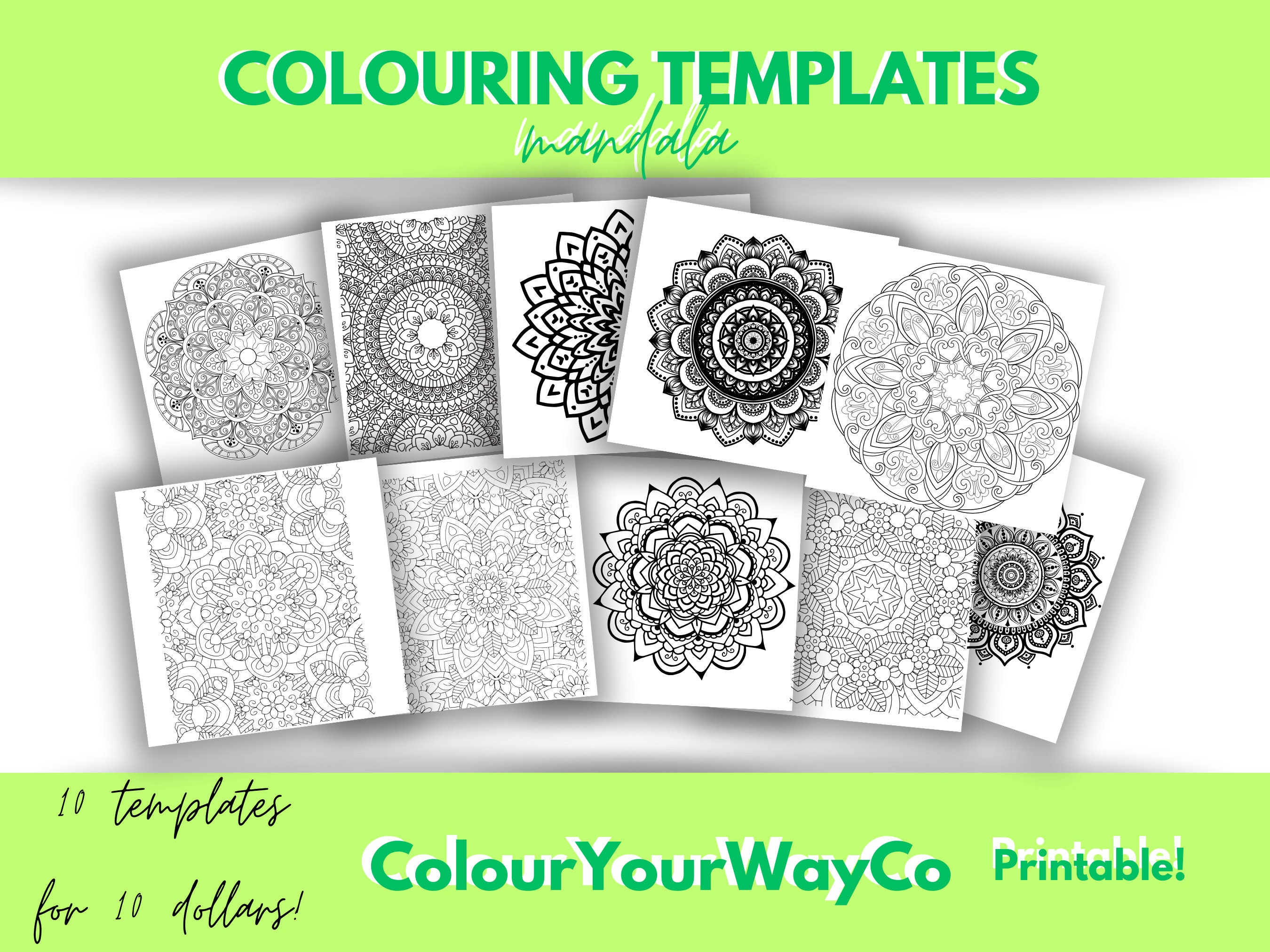 10 Mandala Colouring Templates - Etsy