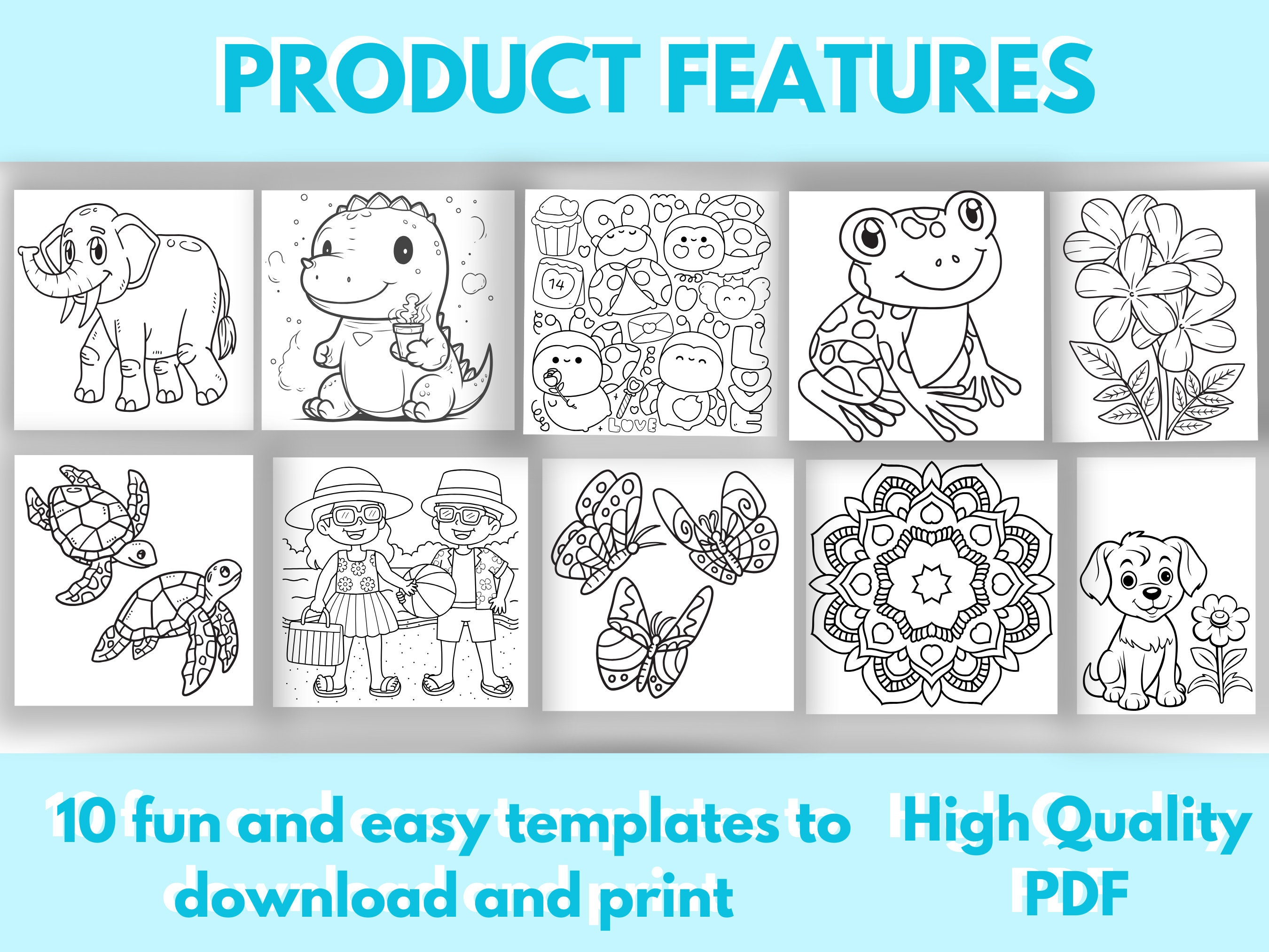 10 Printable Easy Colouring in Templates - Etsy