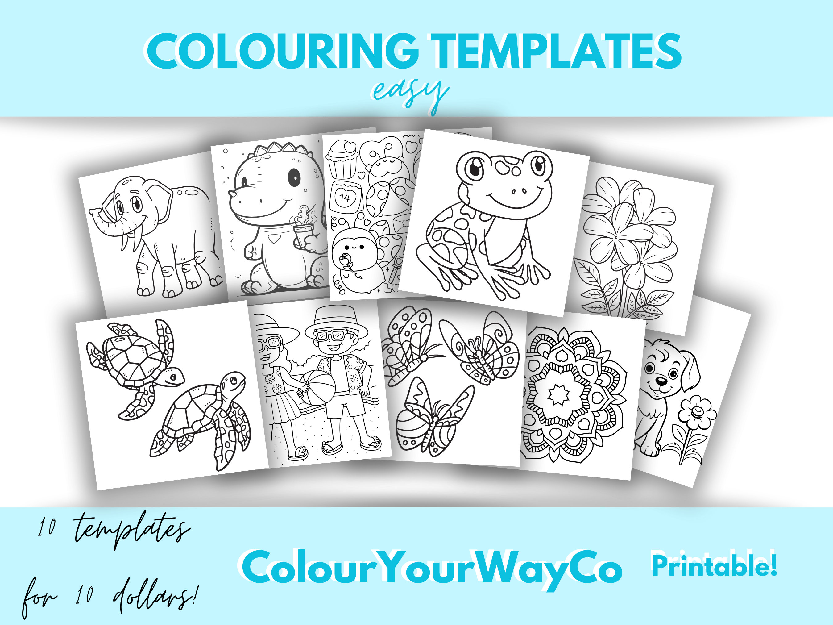 10 Printable Easy Colouring in Templates - Etsy Australia