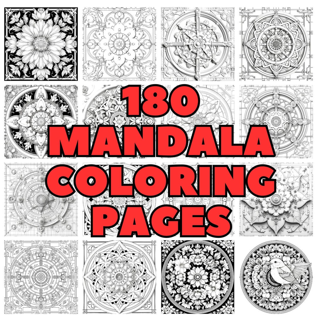 180 Mandala Coloring Pages, Coloring Pages for Adults and Children ...